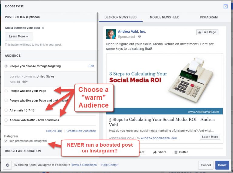 Boosted Posts on Facebook: Strategy and Results